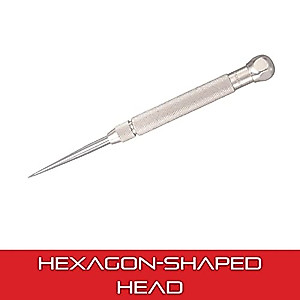 Starrett Carbide Pocket Scriber with Hexagon Shape Head - 2-7/8" (72mm) Point Length, 3/8" (9.5mm) Handle Diameter, Knurled and Nickel-Plated Handle - 70BX