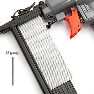 XtremepowerUS 44430 Nail Gun w/300pcs Nails & 200pcs Staples 2-in-1 Brad Nailer Crown Stapler 18 Gauge Nail Gun Pneumatic Air Tools