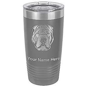 LaserGram 20oz Vacuum Insulated Tumbler Mug, Shar Pei, Personalized Engraving Included (Gray)