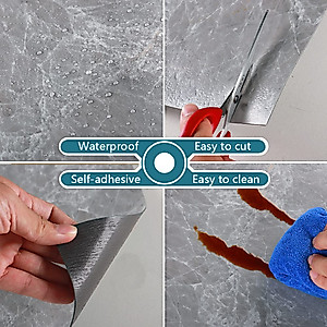 VEELIKE Peel and Stick Floor Tiles Vinyl 12''x12'' Grey Marble Vinyl Flooring 12 Pack Stick on Floor Tiles Waterproof Removable Self Adhesive Vinyl Floor Tile for Bathroom Kitchen Bedroom Floor