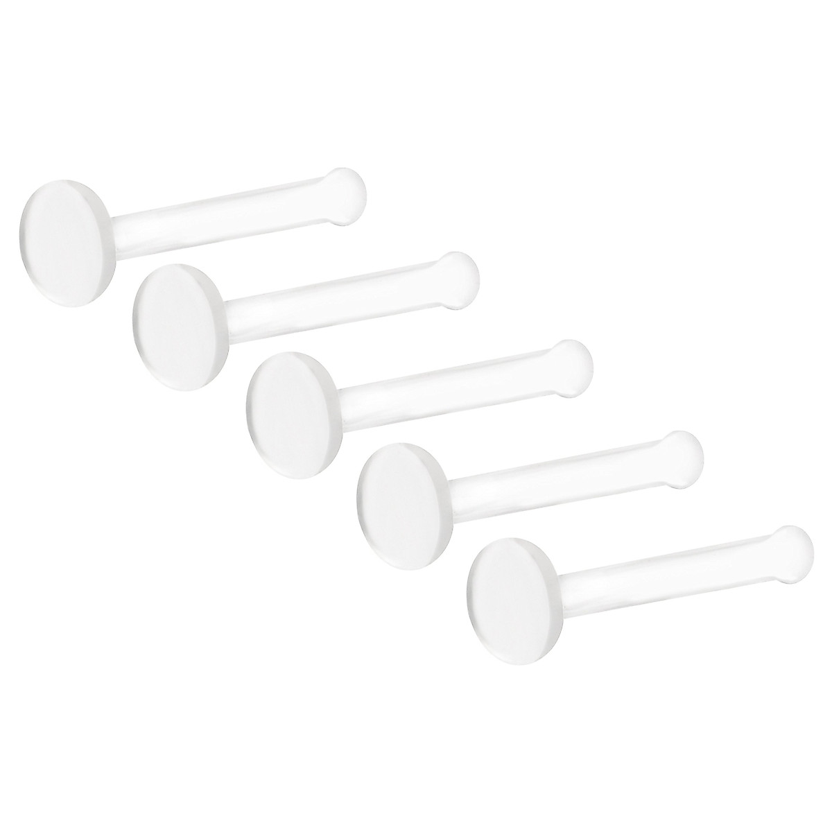 Forbidden Body Jewelry 18G Clear Nose Studs - 2mm Invisible Clear Piercing Retainers Jewelry Set, I Shaped, Flat Nose Rings Women & Men - Bioflex Small Nose Studs for Work (5 Pcs)