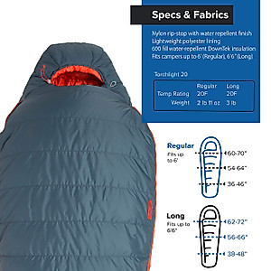 Big Agnes Torchlight (600 DownTek) Sleeping Bag, 20 Degree, Regular
