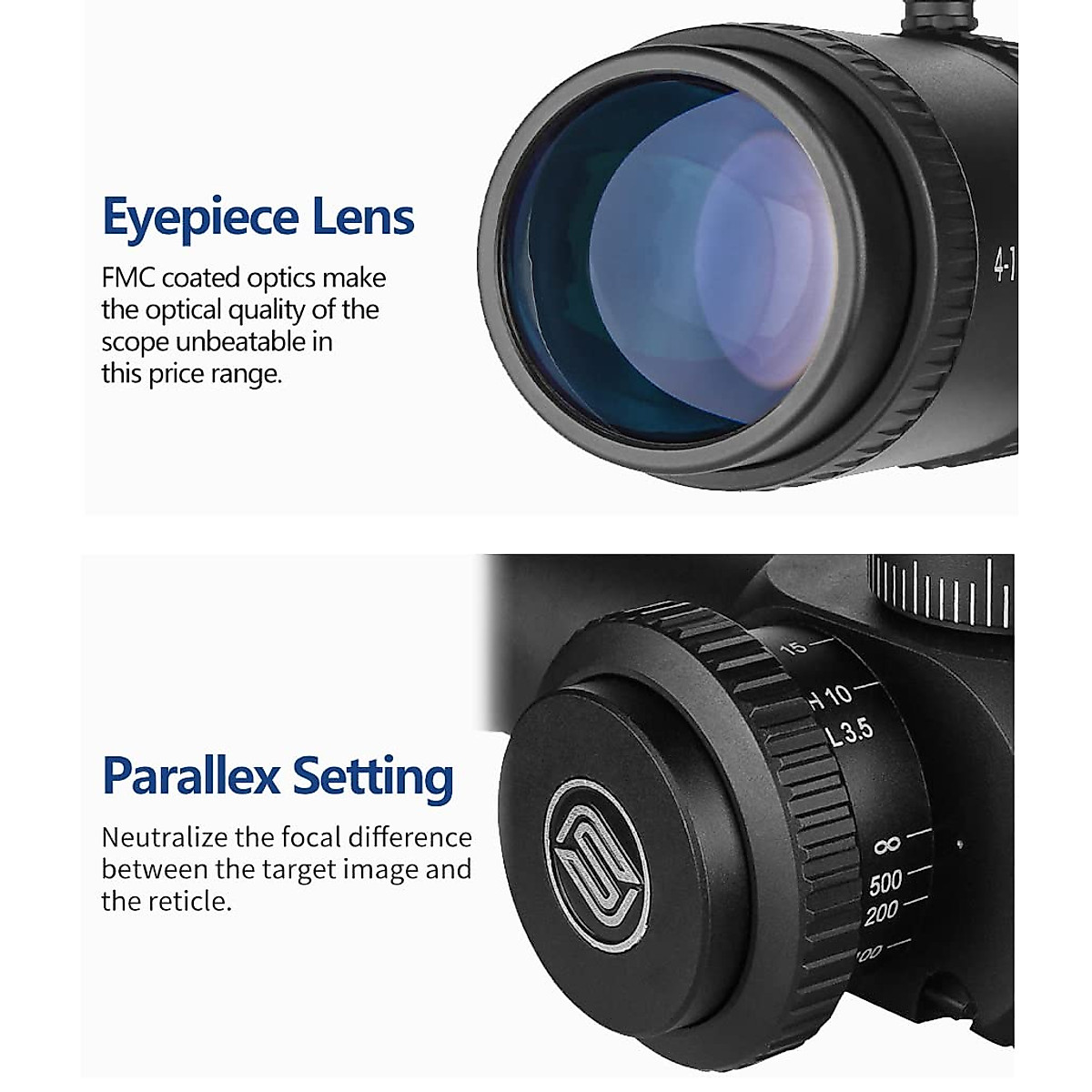 SPINA OPTICS 4-16X44 Rifle Scope First Focal Plane FFP Hunting 4-16 Riflescopes with 20mm Scope Rings,Throw Lever,Lens Cover