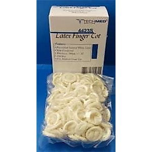 DUKAL TECH-MED Latex Finger Cots Covers Condoms White Small 144/BOX Powder Free Rubber 4423S (Former 4403S)