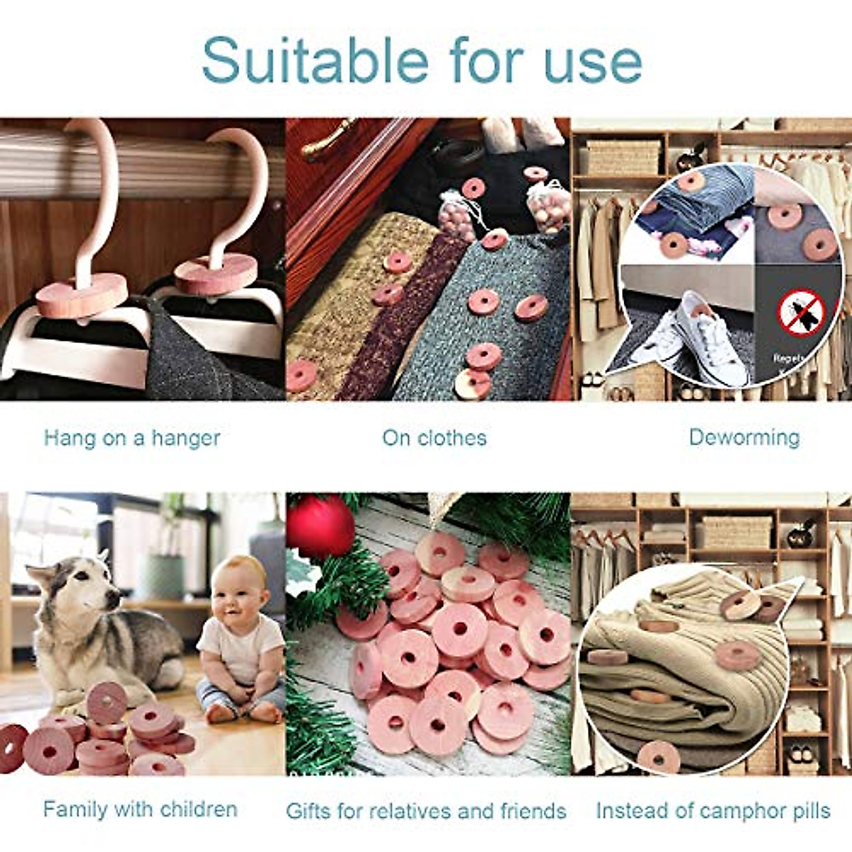 Omio Cedar Blocks for Clothes Storage - 54 Pcs 100% Aromatic Red Cedar Rings for Wardrobe Closets and Drawers, Cedar Wood Rings for Clothes Storage