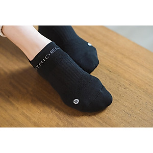 Strideline Basic Low Cut Socks | Quad-Ply Yarn Padding, Direct Compression and Zoned Cushioning, 1 Pack (Black, Medium-Large)