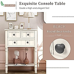 Goohome Narrow Rustic Entryway Console Table,Slim Sofa Table with 4 Drawers and Bottom Shelf for Storage, Large Storage Space for Living Room Hallway Bedroom