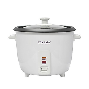 Tayama RC-8 Rice Cooker with 8 Cup Steam Tray, White