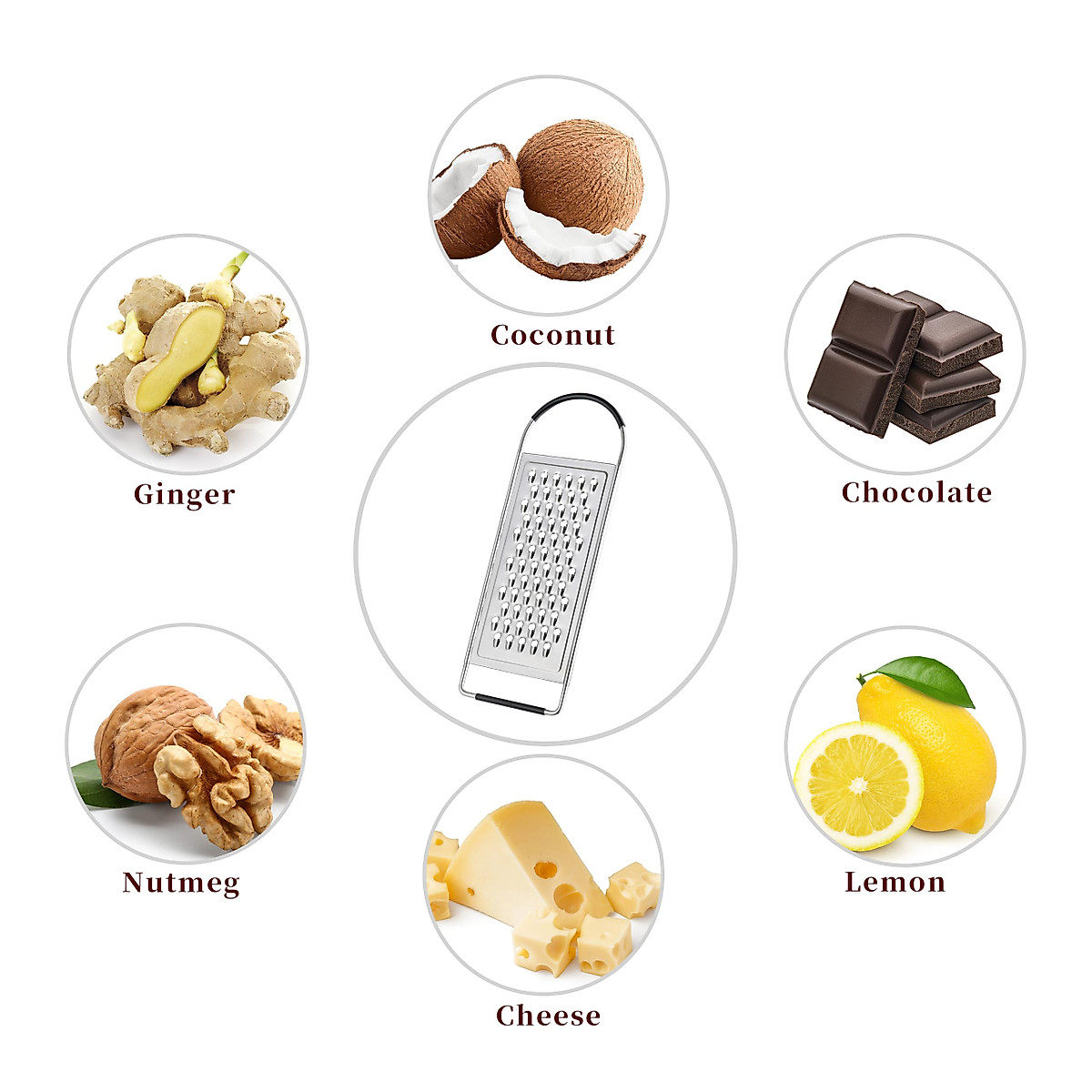 Cheese Grater Handheld, HIA Flat Coarse Stainless Steel Graters for Kitchen, Food Grater with Anti-Slip Handle, Perfect for Potato, Vegetable, Butter, Parmesan Cheese