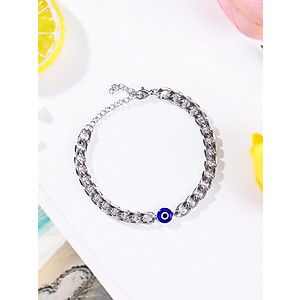 Dcfywl731 Evil Eye Bracelet for Women Evil Eye Charms for Bracelets Hamsa Bracelet for Men Silver Gold Mexican Bracelets Evil Eye Mal De Ojo Bracelets Protection Bracelet (Silver)