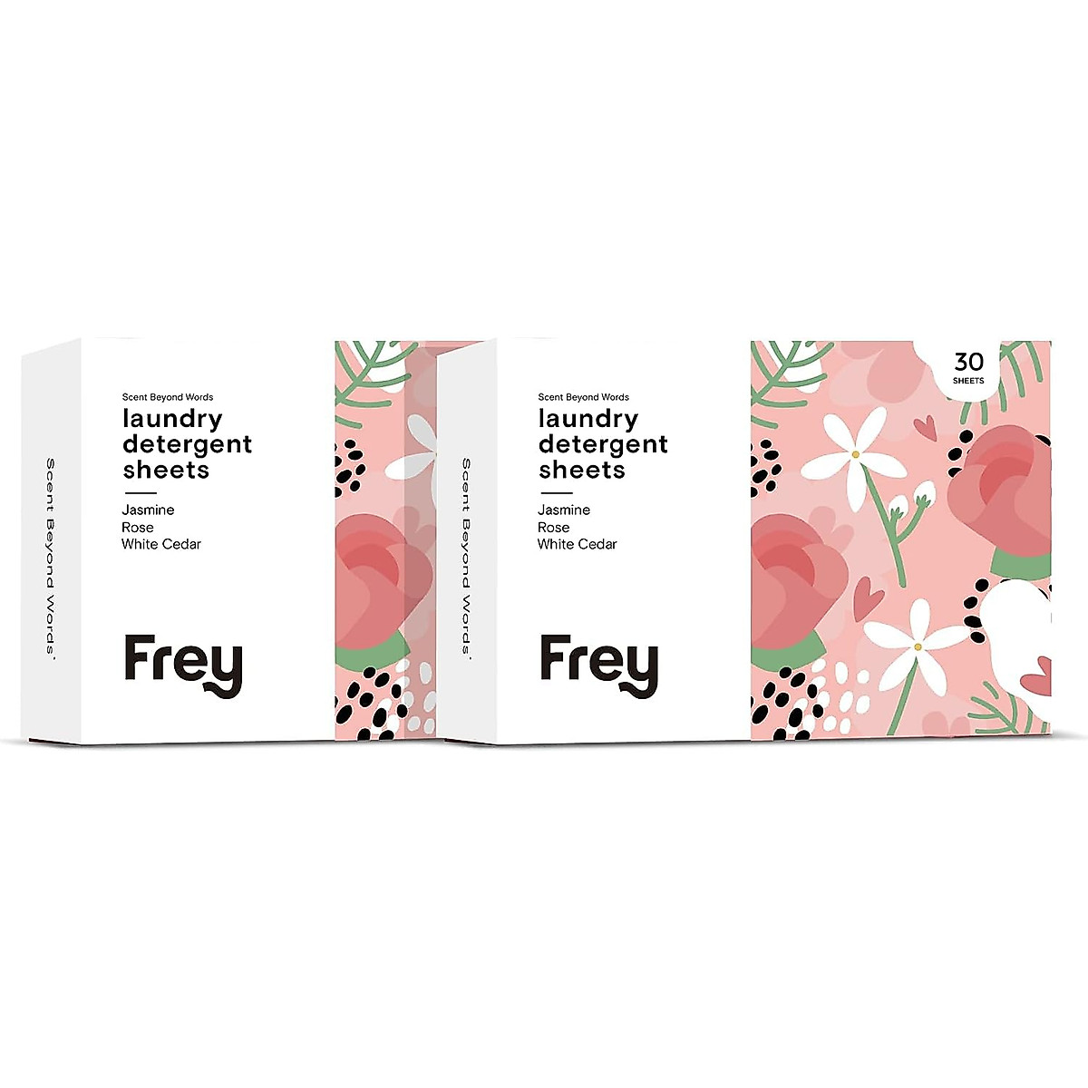 FREY Laundry Detergent Sheets – Jasmine Rose Scent | Plant-Derived | 60 Sheets (Pack of 2)