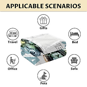 Train Blanket - Soft, Fuzzy & Warm - 40"x50" Small Blanket for Couch, Sofa - White Cute Throw Gifts for Boys