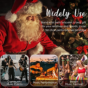 20 Pcs Christmas Wrist Band Bell Bracelet Wrist Band Shaking Bell Musical Instruments Adjustable Bell Rhythm Wristband Bell for School Family Christmas Percussion Party Favor (Red, Green and Gold)