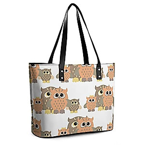 Womens Handbag Owls Leather Tote Bag Top Handle Satchel Bags For Lady