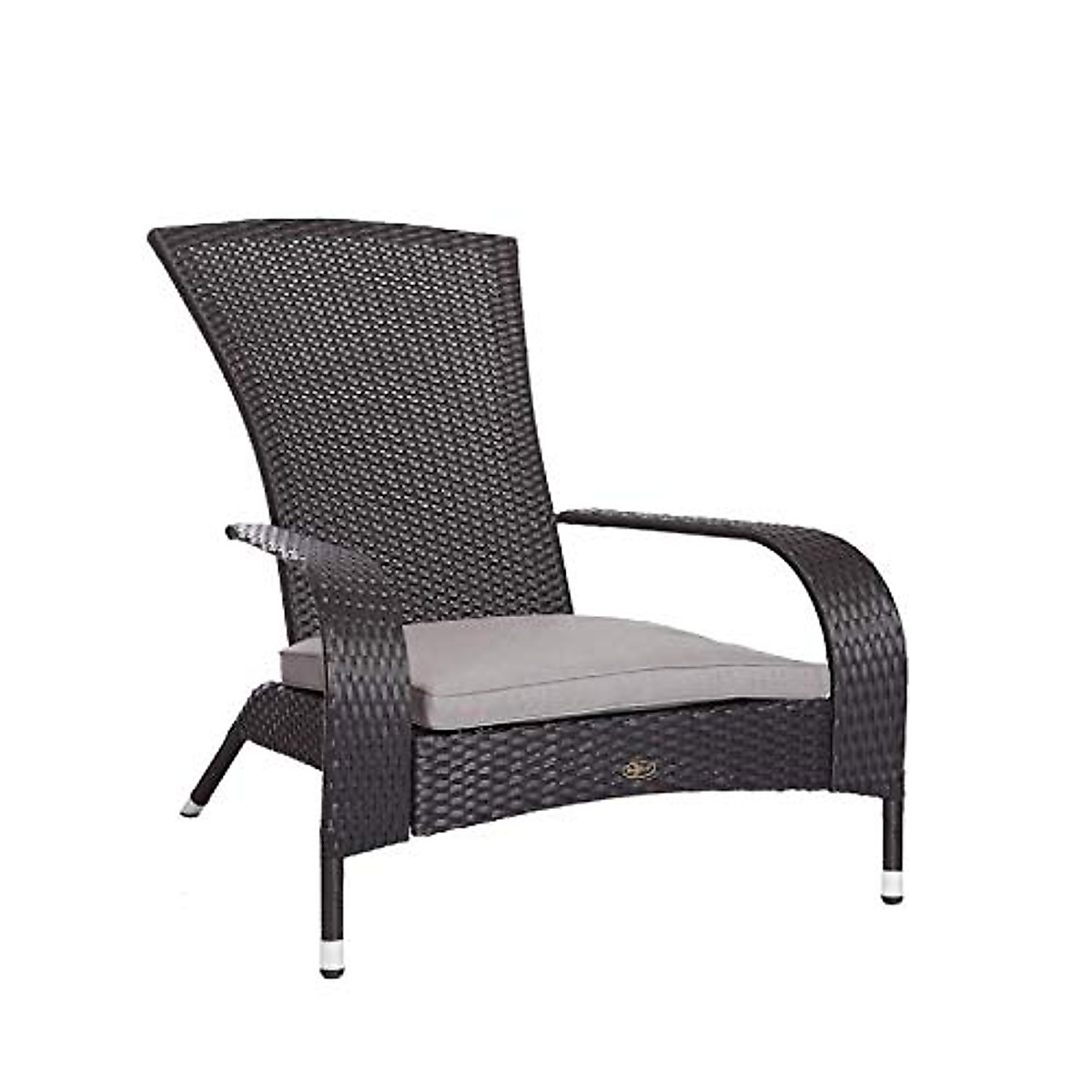 Patio Sense 62430 Coconino Wicker Chair All Weather Lightweight Durable Adirondack Style Chair Grey Outdoor Cushion Included - Black