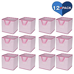 Delta Children 12 Piece Foldable Storage Cubes/Bins, Barely Pink