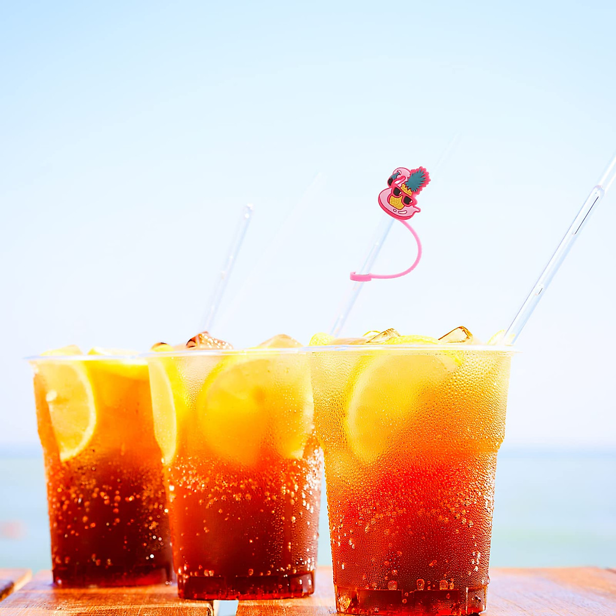 GLEAVI 8pcs Straw Tips Cover Flamingo Shape Straw Toppers Straw Plugs Silicone Straw Tips Caps for Resuable Straws Protector Decoration