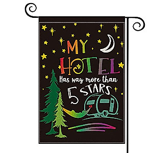 AVOIN colorlife Camping Firepit Garden Flag 12.5 x 18 Inch Double Sided, RV Campsite Campfire Holiday Yard Outdoor Decoration