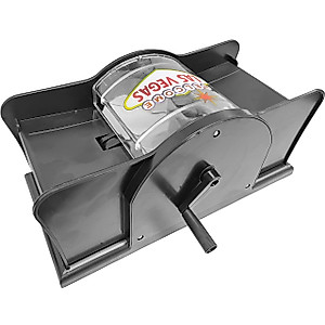 SANZHENG Card Shuffler 2 Deck, Playing Card Shuffler Manual for UNO Blackjack Texas Holdem Poker Home Card Games, Hand Cranked Card Shuffling Machine (Black)