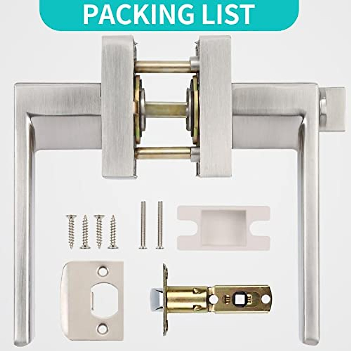 Olove Hardware 6 Pcs Entry Door Handle Lever Door Handle with Lock and Key, Heavy Duty Front Door Handle Set Satin Nickel Finish, Not Keyed Alike, Interior Lever Door Handle for Bedrooms