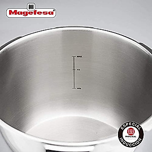MAGEFESA Star Quick Easy To Use Pressure Cooker, 18/10 Stainless Steel, Suitable for induction. Thermodiffusion bottom, 3 Security Systems (4 QUART)