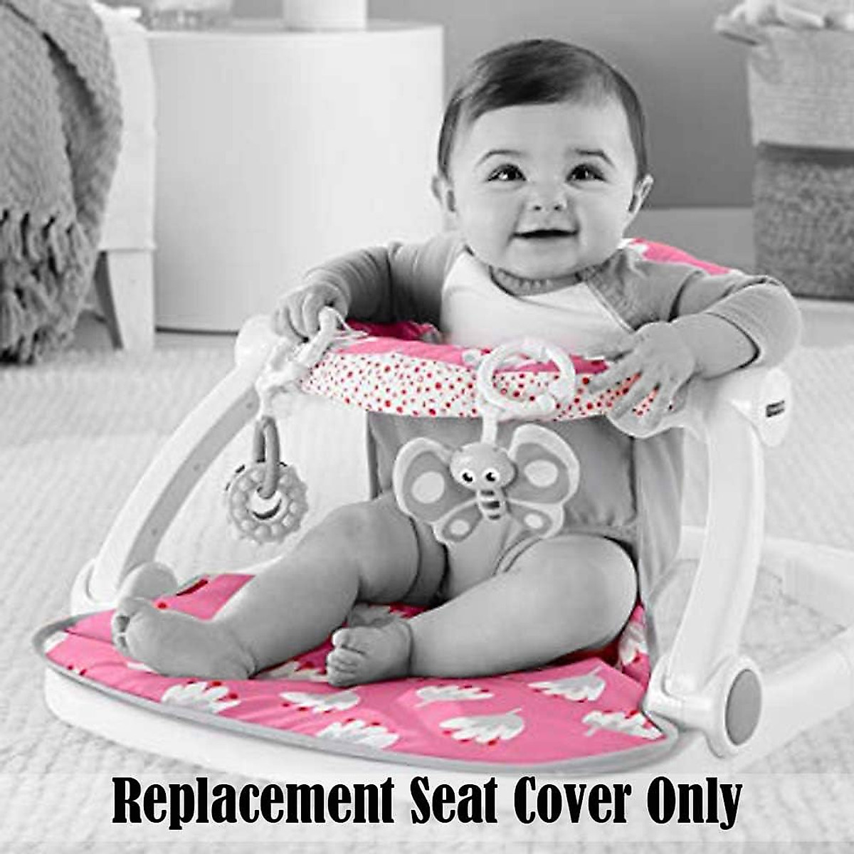 Replacement Part for Fisher-Price Sit-Me-Up Floor Seat - GBL23 ~ Replacement Seat Cover in Pink and White