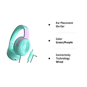 ELECDER Kids Headphones, S8 Wired Headphones for Kids with Microphone for Boys Girls, Adjustable 85dB/94dB Volume Limited, 3.5 mm Jack for/Kindle/Smartphones/Tablet/Airplane Travel(Green/Purple)