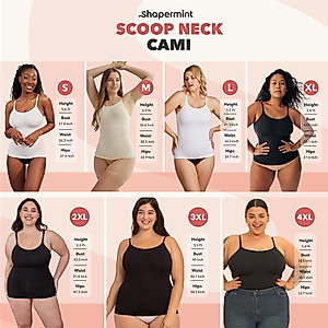 SHAPERMINT Womens Tops - Scoop Neck Cami Body Shaper for Women, Shapewear Tummy Control, Camisole Tank Tops for Women Black