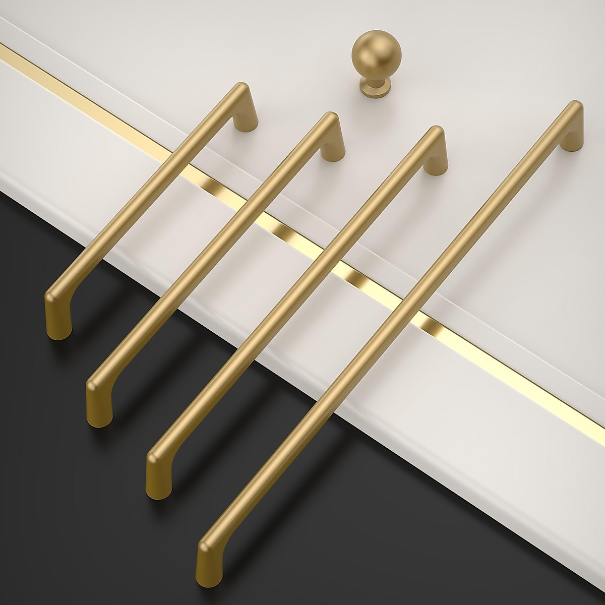 Amerdeco 10 Pack Champagne Bronze Cabinet Pulls 5 Inch(128MM) Hole Centers Kitchen Cabinet Handles Hardware Kitchen Handles for Cabinets Cupboard Handles Drawer Pulls ZH0041