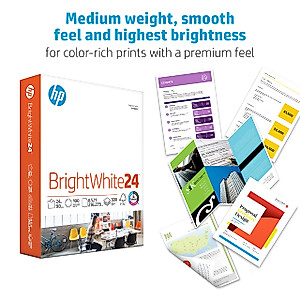 HP Printer Paper | 8.5 x 11 Paper | BrightWhite 24 lb |1 Ream - 500 Sheets| 100 Bright | Made in USA - FSC Certified | 203000R
