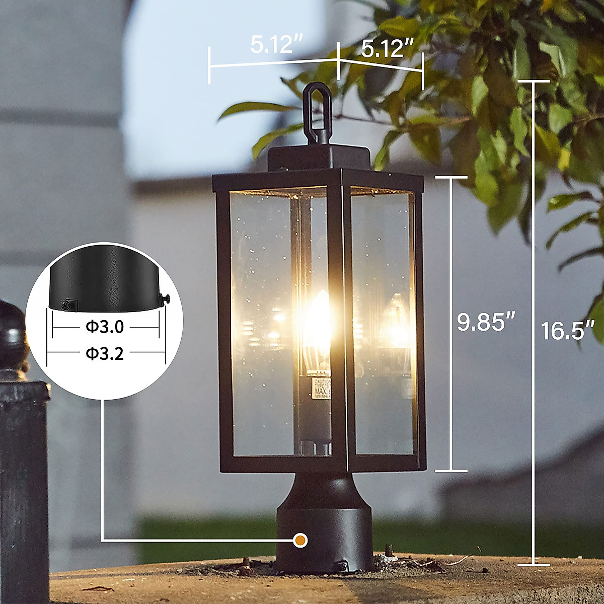 Outdoor Post Lights, Lamp Post Light Fixture with E26 Socket, Waterproof & Anti-Rust Modern Pillar Outside Lighting, Matte Black Lamp for Walkway, Driveway, Carriage, Patio, Porch, Front House