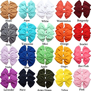 CÉLLOT 40 Pieces 4" Hair Bows Alligator Hair Clips for Baby Girls Toddlers Children Photographic Hair Accessories (20 Colors in Pairs)