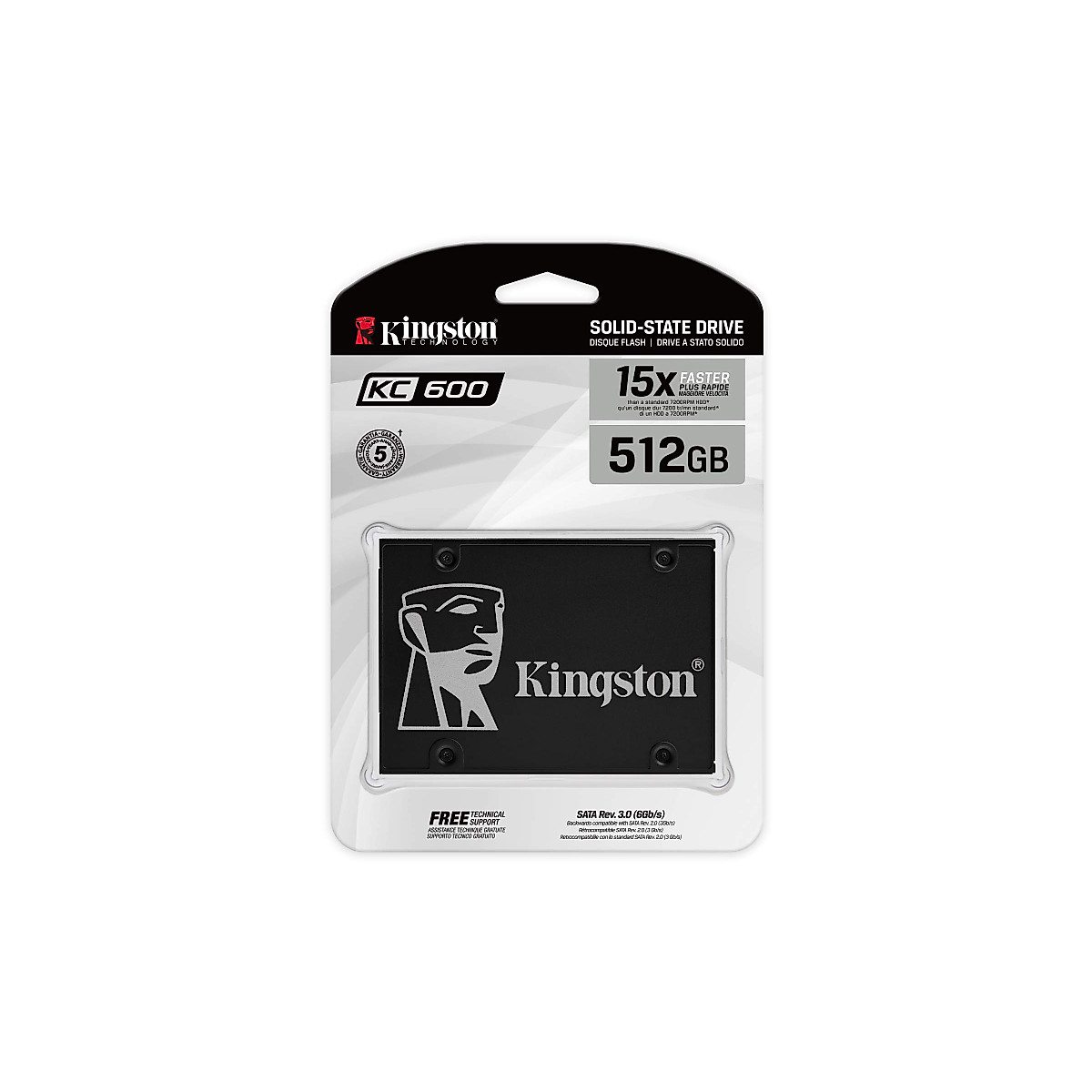 Kingston KC600 512GB 2.5 Inch SATA3 Solid State Drive (3D TLC), Model: SKC600/512G