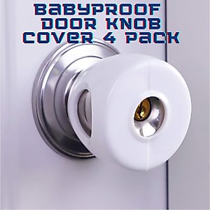 (4 Pack) KinderGard Baby Safety Door Knob Covers to Child Proof Doors Easy Installation,Toddler,Child,Accident, Lock, Universal,Cover,Protection, Babyproofing, Works with All Knobs up to 2 ¼ inches