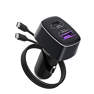 Car Charger USB C 83W, 65W Type C PD3.0 and 18W QC3.0 Dual Port Fast Car Charger Adapter for iPhone, Samsung Galaxy, iPad Pro, Pixel, MacBook, Surface Book 3 2 Laptop 4 3 Pro X 7(with 3A Cable)