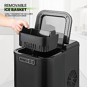 Magshion Ice Maker Countertop with Self-Cleaning, 26lbs/24H, Bullet-Shaped Ice (2 Sizes), Digital Display & Timer, 1.8lbs Ice Storage Capacity, Ice Cube Maker Machine for Home & Kitchen (Black)