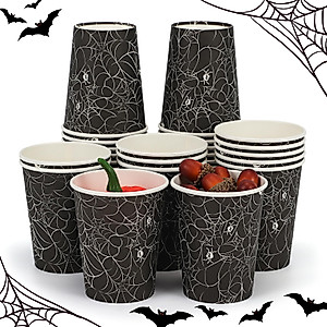 ATFUNSHOP Halloween Disposable Cups 30PCS Spiders Web Party Paper Cups 9OZ