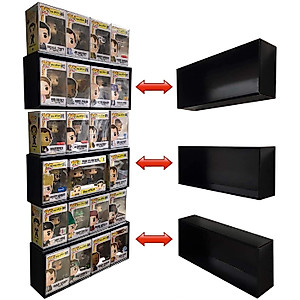 3 Single Row Out of Box Display Cases for 4 in. Funko Pop Collectible Toy Figures, Black Cardboard