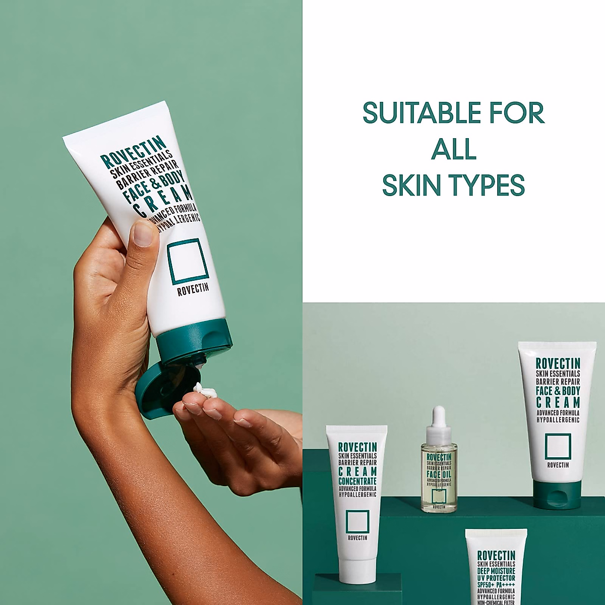 ROVECTIN Barrier Repair Moisturizing Cream - Intense Panthenol Cream for Face and Body | Ceramide Lotion Moisturizer | Anti-Aging with Astaxanthin | Hypoallergenic, Vegan, Korean Skincare (6.1 fl oz)