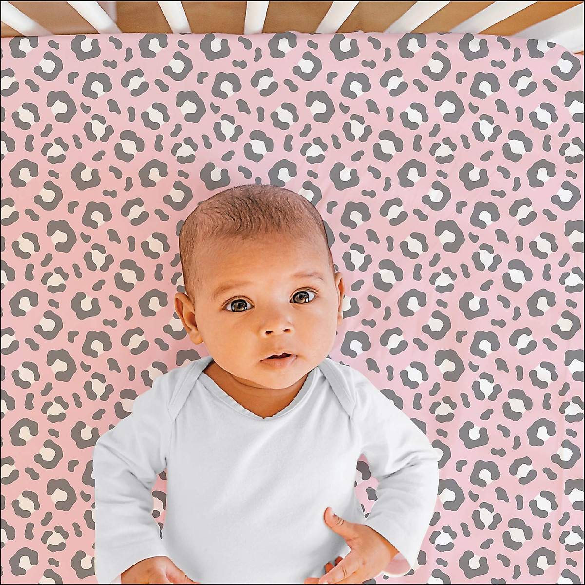 The Peanutshell Fitted Crib Sheet Set for Baby Girls, 2 Pack in Animal Print