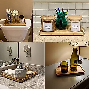 Bamboo Vanity Tray, Bathroom Sink Vanity Trays Bathroom Counter Tray for Organizing and Decor Display Toilet Tank Top Tray Bamboo Tray Table Tray Rack 11.8 x 6 x 0.7 inch