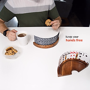GENIUM GAMES Card Holder For Playing Cards (2) | Hands Free Playing Card Holders Made From High-Quality Mango Wood | Fits up to 25 cards | Ideal for Seniors or Kids