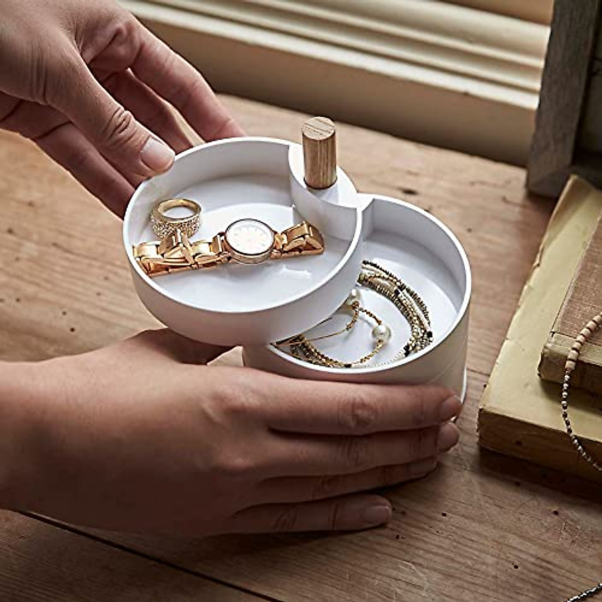 Yamazaki Home Stacked Jewelry Box Plastic + WoodSmallWhite