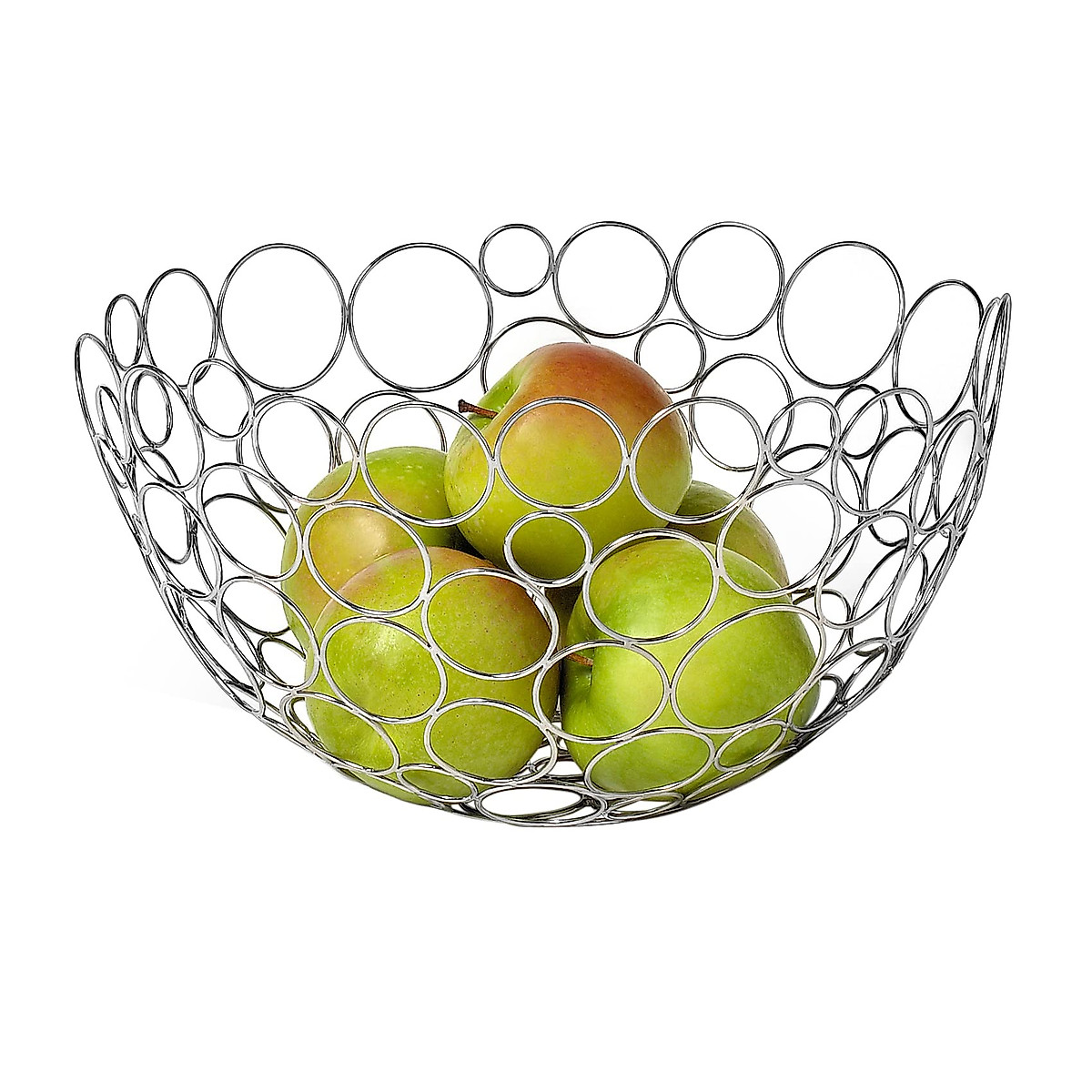Spectrum Diversified Shapes/Circles Round Fruit Bowl, Chrome