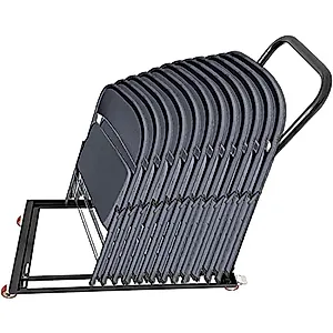 Sidasu Folding Chair Dolly Black Multi-Function Folding Chair Cart Commercial Grade Steel Frame Storage and Transport Dolly for Plastic Resin and Wood Folding Chairs