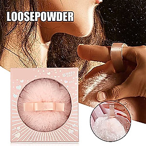 Eugeneq Highlighter with Cute Peach Shaped Plush Puff Body Face Highlighting Powder Multi-Use Cosmetic-High-gloss Beauty Powder with Glitter
