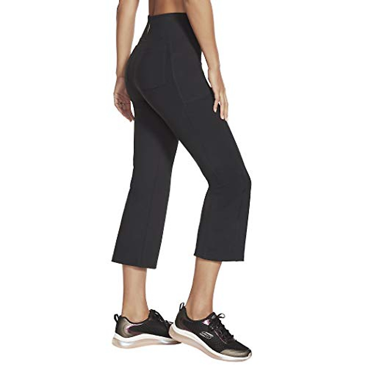Skechers Women's Go Walk High Waisted Crop Pant, Black, XX-Large
