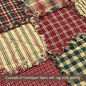 Vintage Christmas 3 Cotton Homespun Plaid Fabric by JCS - Sold by The Yard
