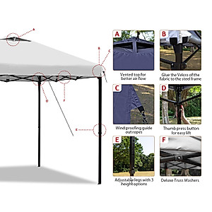 KAMPKEEPER 10x10 Pop Up Commercial Canopy Tent - Waterproof & Portable Outdoor Shade with Adjustable Legs, Air Vent, Carry Bag & Sandbags (WHITE)