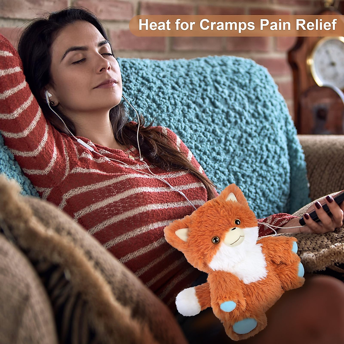 SuzziPals Microwavable Stuffed Animals Fox Plushies, Stuffed Fox Heating Pads, Anxiety & Stress Relief, Warming Cuddly Companion Fox Stuffed Animal, Fox Toys Gifts for Kids Adults